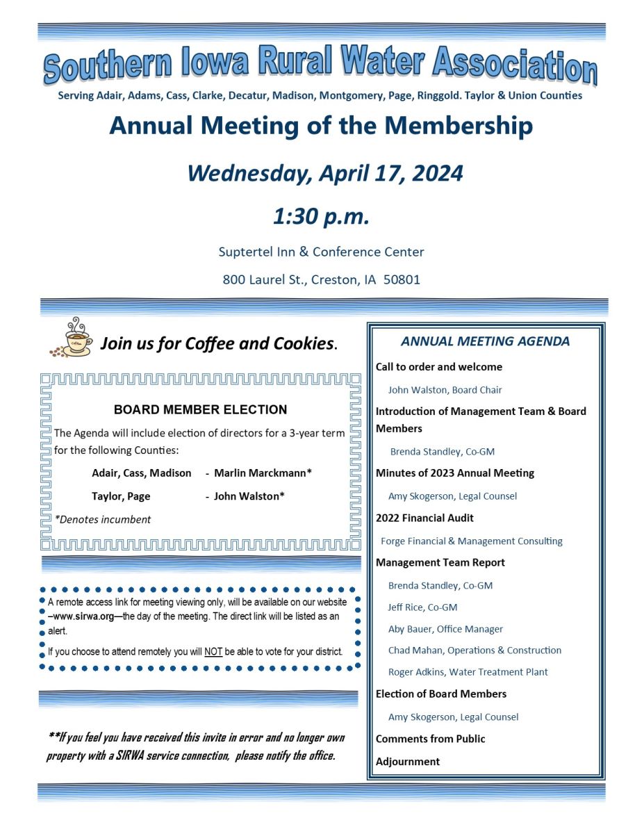 Recent News | Southern Iowa Rural Water Association